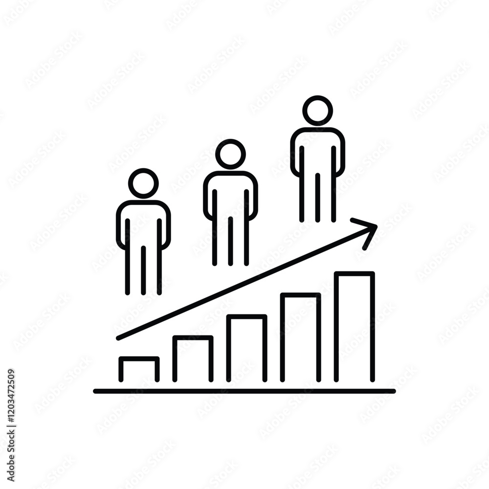 population growth icon, increase social development, global demography ...