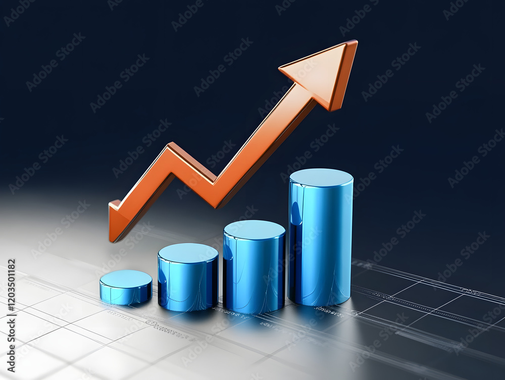 Finance stock growth chart investment graph on 3d diagram background ...