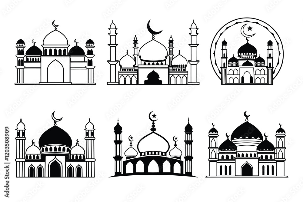 Elegant Mosque Graphics for Islamic Design Inspiration Stock Vector ...