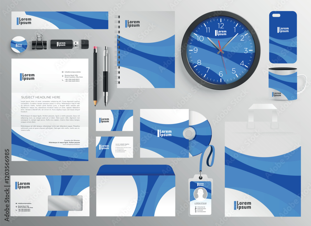 Business Stationery Brand Identity Mockup set with abstract graphics ...