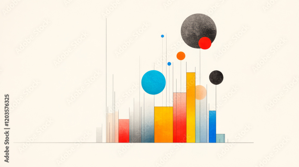 An Abstract Depiction Of Statistical Data Visualization Using Colorful Bar Graphs Pie Charts