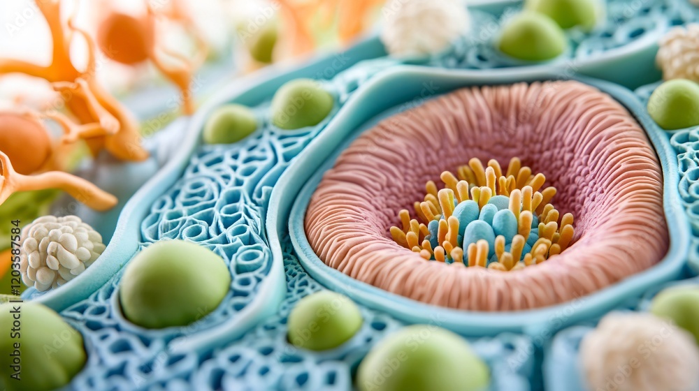 Detailed 3D diagram of a plant cell with labeled organelles Stock Photo ...
