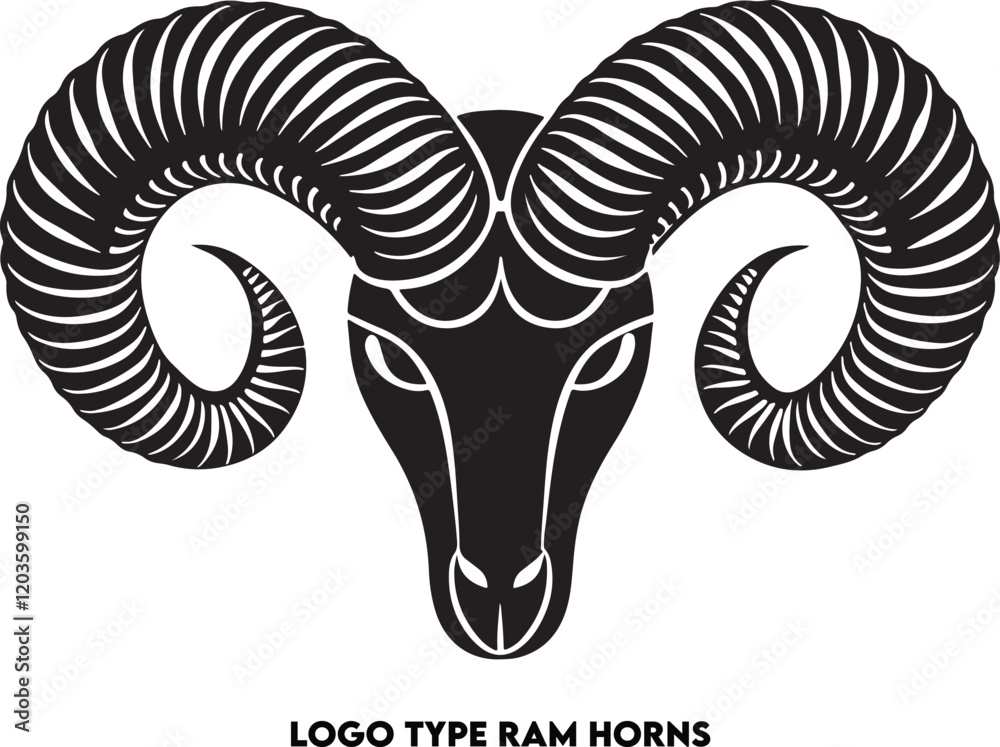 Type spiral shape of ram horns vector silhouette illustration on white ...