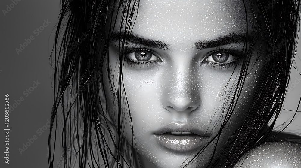 moody black and white editorial photography close up woman radiant skin ...