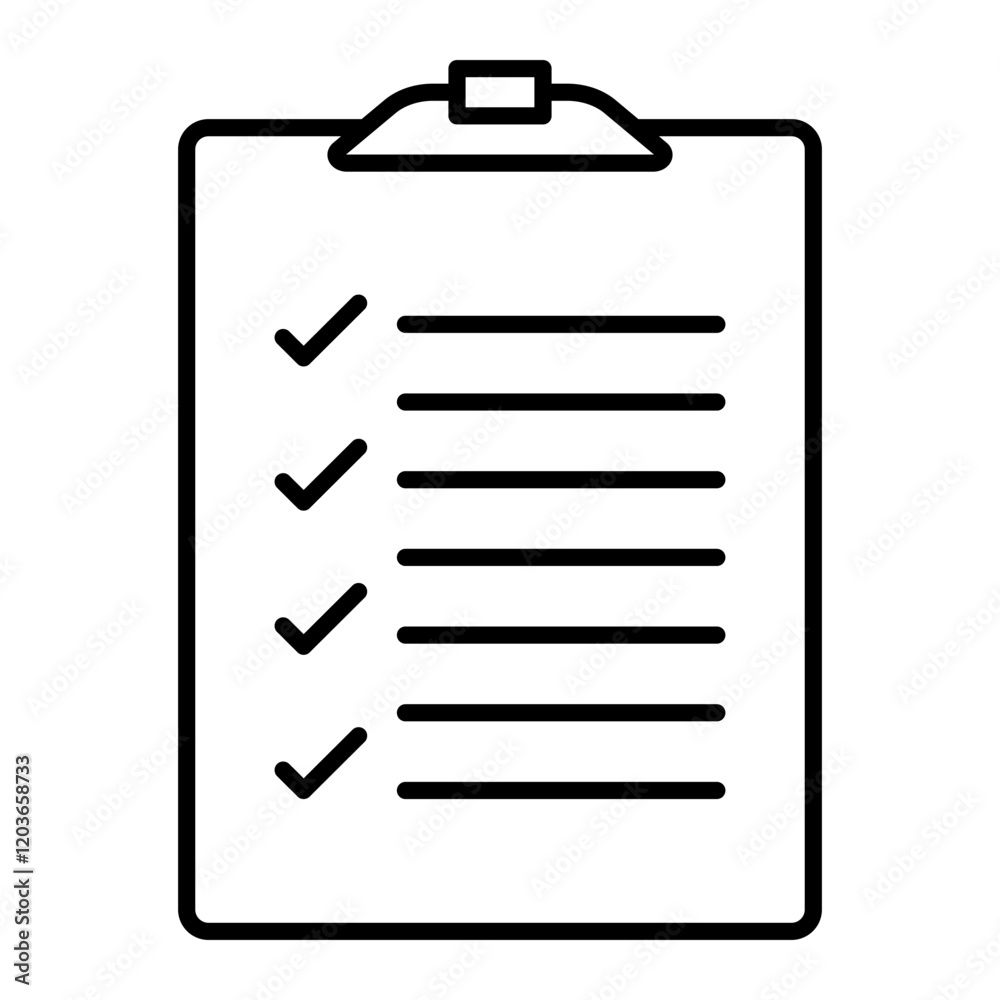 Checklist on Clipboard: A simple yet effective line art illustration of ...