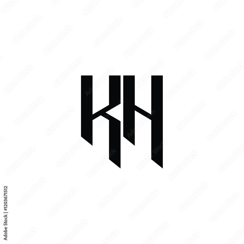 KH monogram logo design letter text name symbol monochrome logotype ...