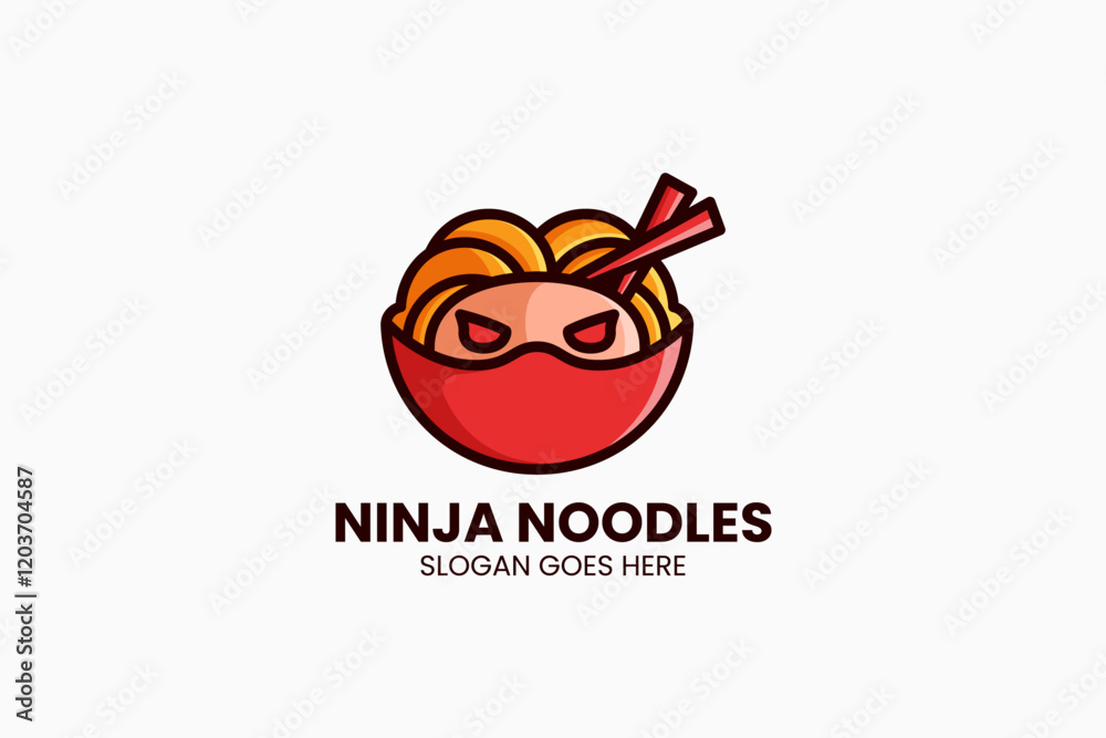 Ninja Noodles Logo. Vector Illustration Stock Vector | Adobe Stock
