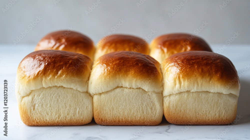 Soft, fluffy white bread with a smooth texture on a clean white ...