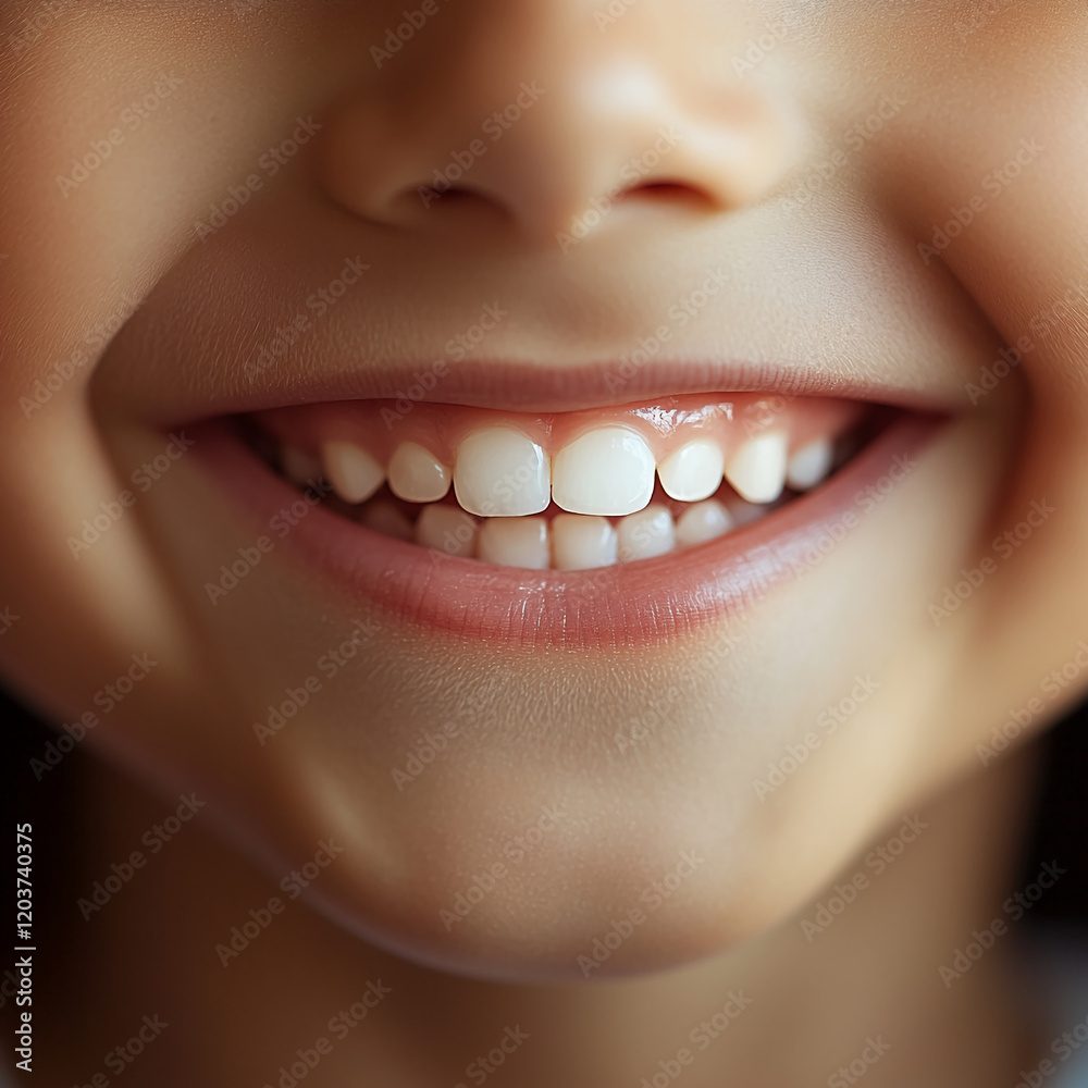 Child shows bright smile with missing teeth during happy moment in a ...