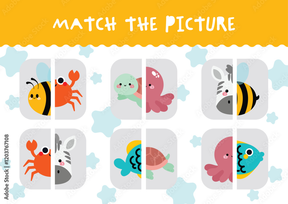 Flat Design Cut and Paste Matching Shapes Education Worksheet. Fun ...