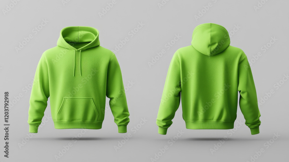 front view and rear view vibrant lime green hoodie displayed from front ...