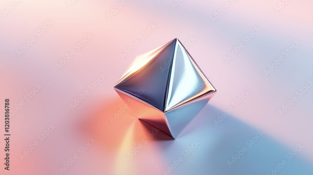 photorealistic isometric design of a small angular object with soft ...