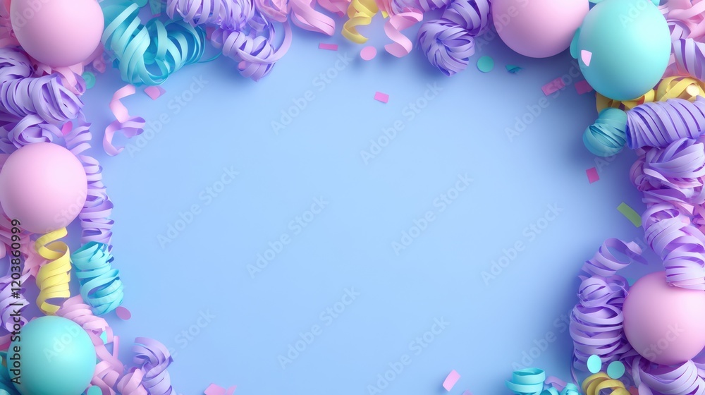 Pastel Celebration Frame: A delightful pastel-colored frame composed of ...