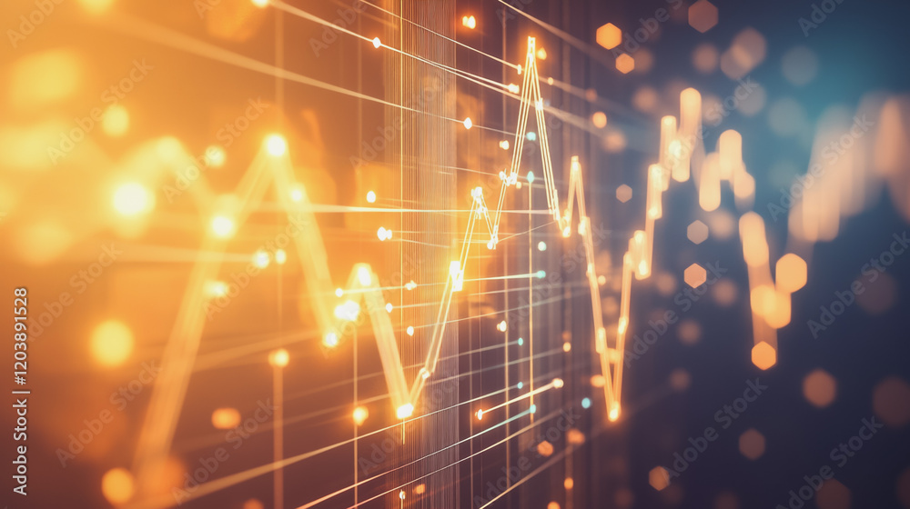 Abstract business Financial charts show a significant increase in ...