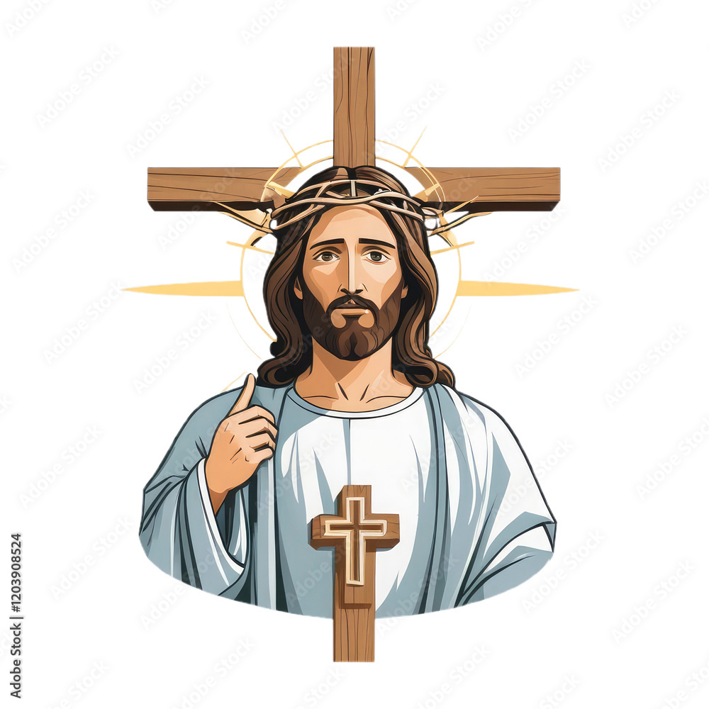 Jesus with transparent background PNG and JPEG image Stock Illustration ...