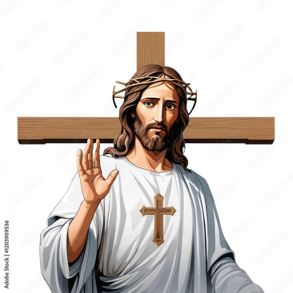 Jesus with transparent background PNG and JPEG image Stock Illustration ...