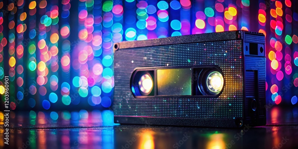Retro VHS Tape Macro: Noisy Signal, Black Screen, Vintage Background ...