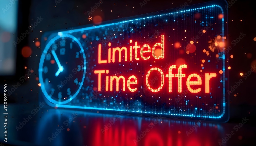 Dynamic Digital Countdown Timer with Glowing Blue Screen, Bold Red ...