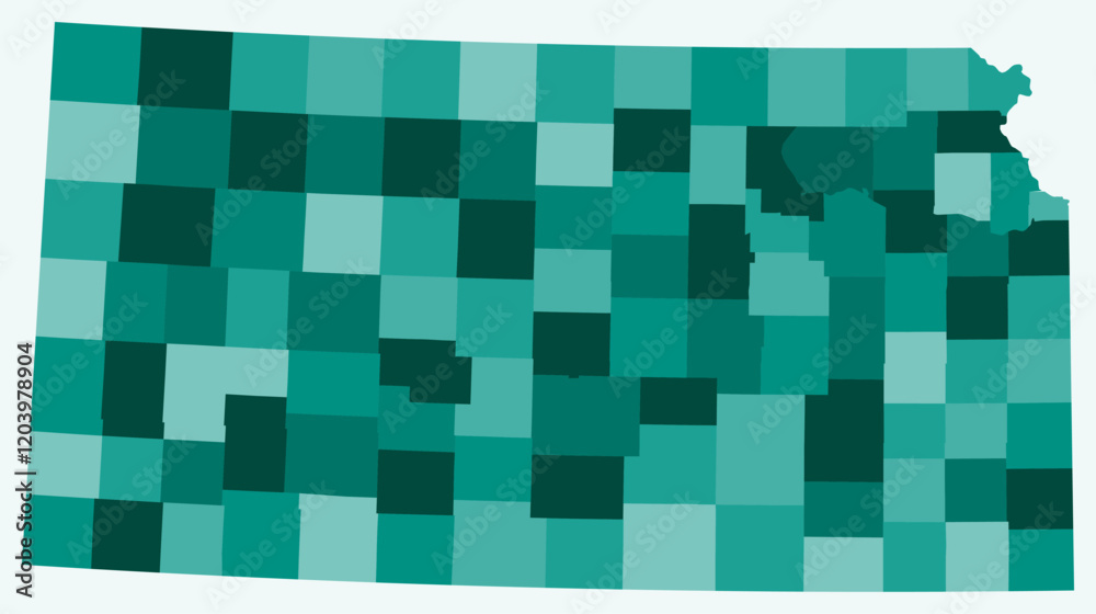 Map of Kansas with counties. Just a simple state border map with county ...