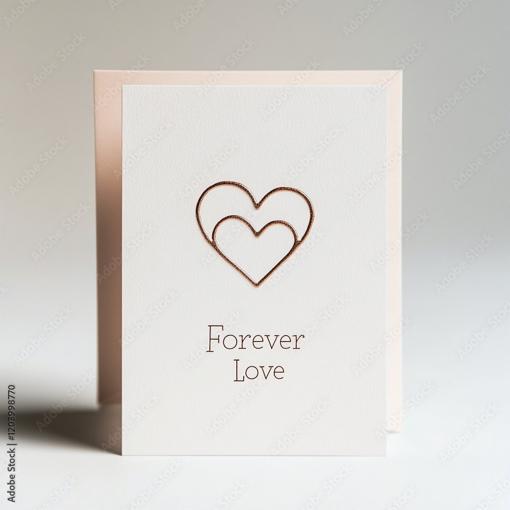 Gold-embossed "Forever Love" text on a clean card design with two ...
