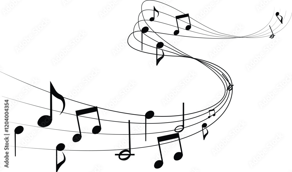 Music note wave and musical symbol line icon. Stock Vector | Adobe Stock