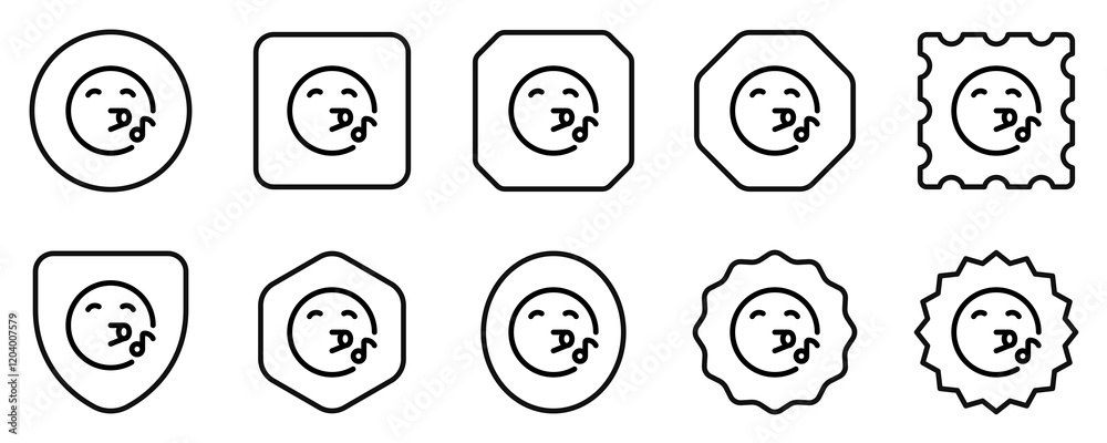 Editable whistle expression emoticon vector icon. Part of a big icon ...