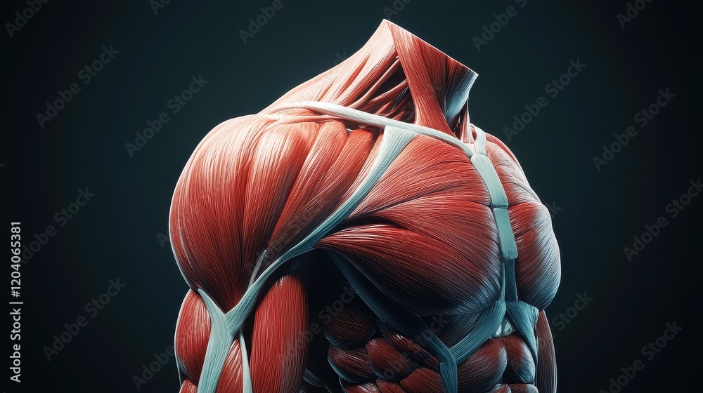 3D illustration of the human shoulder joint with muscles and ligaments ...