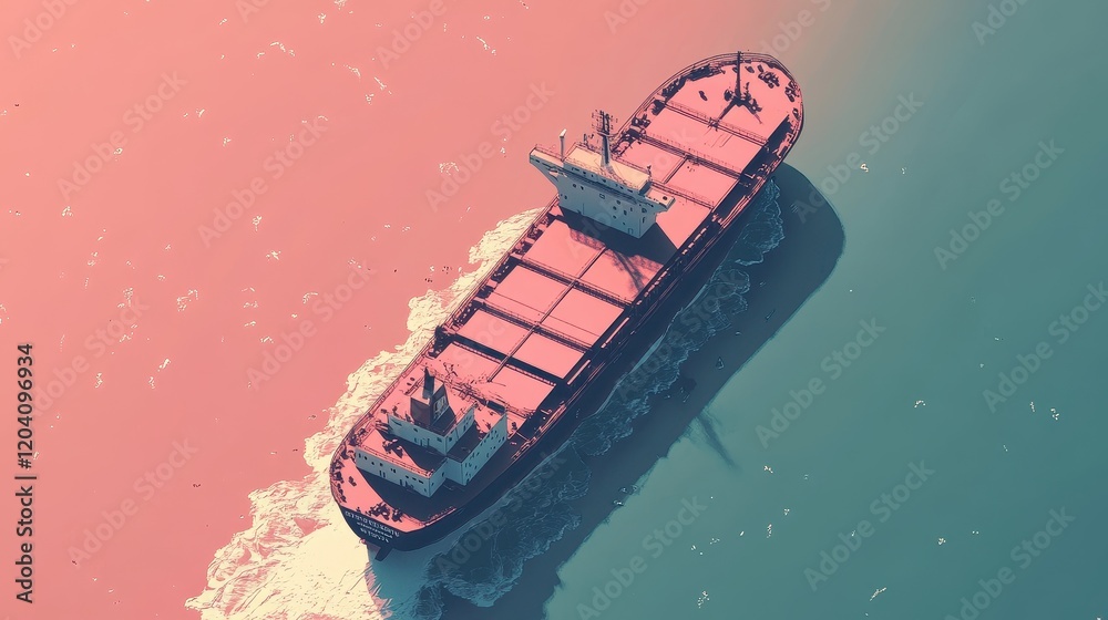 Bulk carrier flat design top view Container ship theme animation ...
