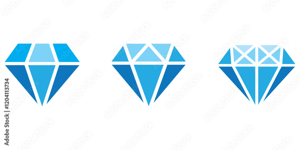Print Diamond icon set. Different shapes of diamond cuts. Dimond icon ...
