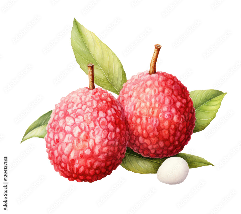 Watercolor lychee drawing on a transparent background in PNG format ...