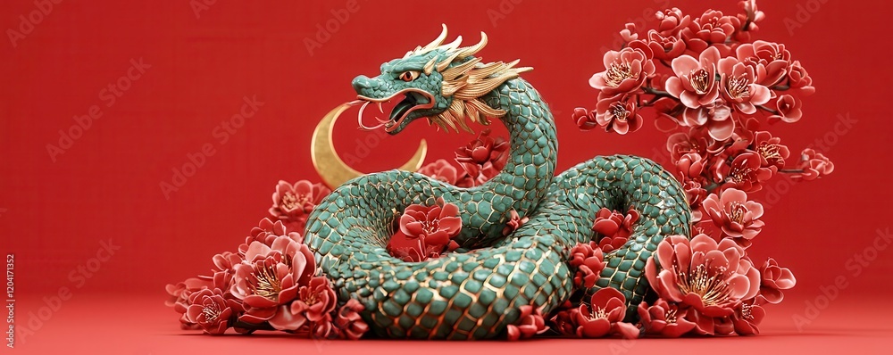 Chinese New Year Festival The Golden Snake Concept, Snake coiling ...