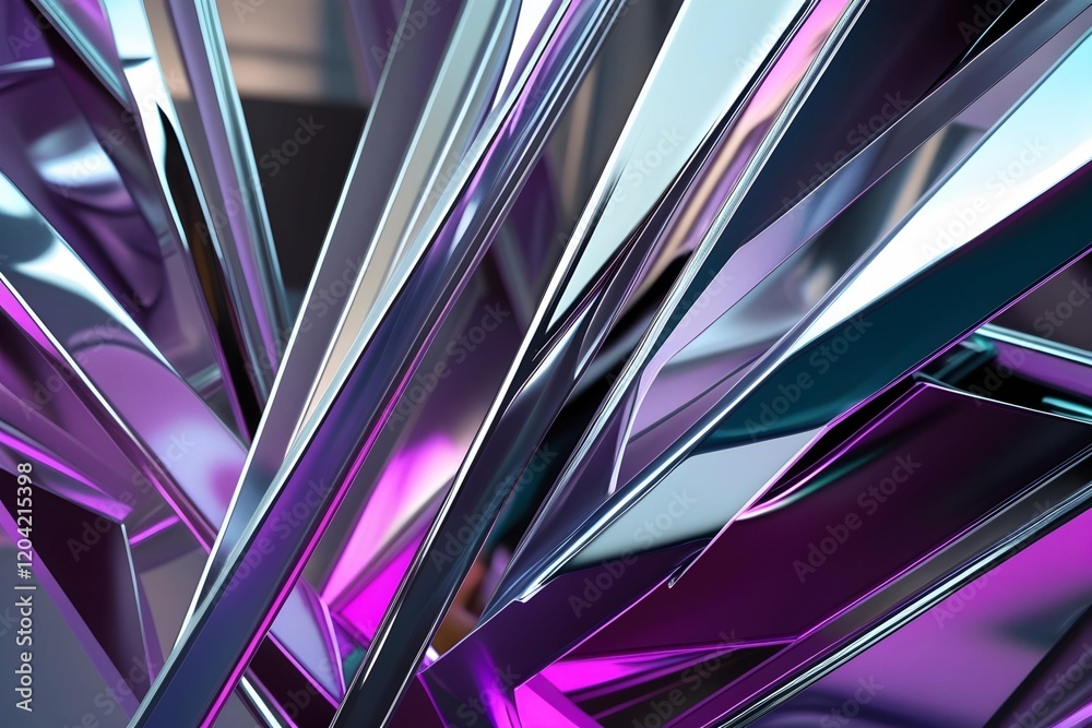 overlapping, razor-sharp blade-like forms in metallic tones, layered to ...