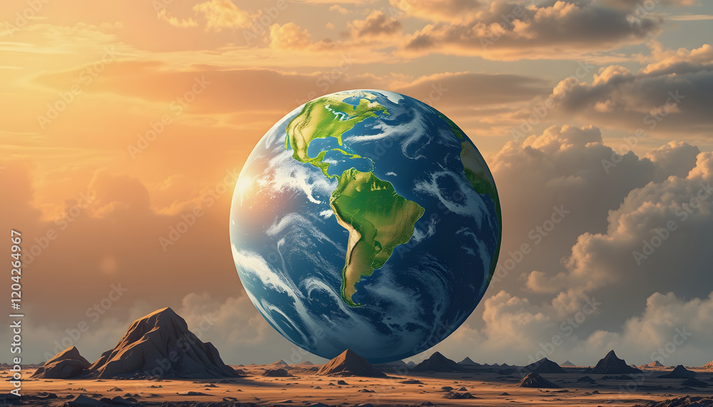 The concept of global climate change on a dying planet earth. AI ...