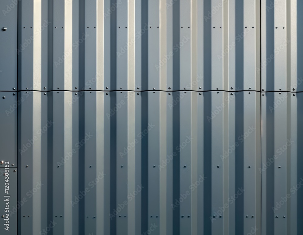 Exterior view of building with corrugated metal panels. Cladding dark ...