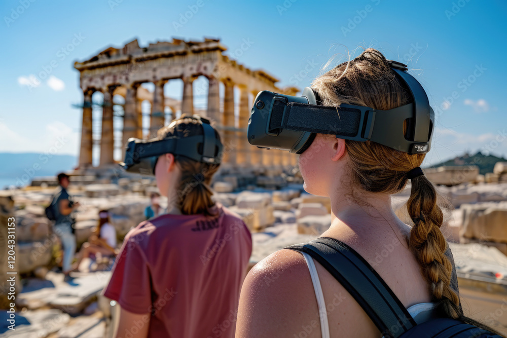 Students Wearing Virtual Reality Headsets Exploring Ancient Greek Art ...