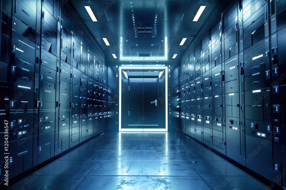 Foto de Stock Futuristic Data Center Security Gateway with Biometric ...