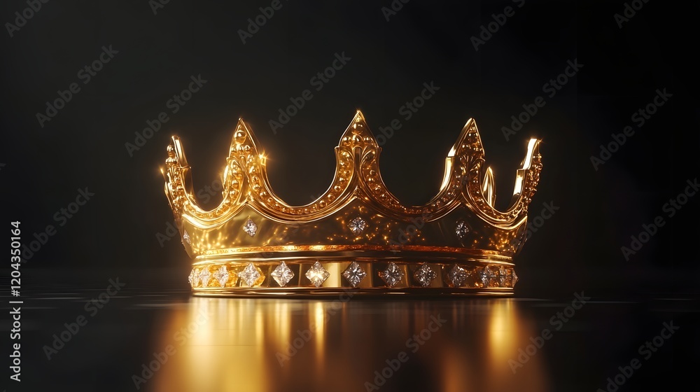 Simple gold crown with minimal design isolated on transparent ...