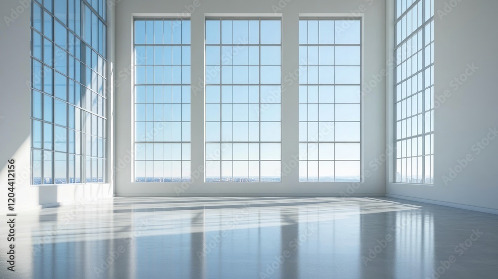 Vast Room with Floor-to-Ceiling Windows Offering Panoramic Cityscape ...