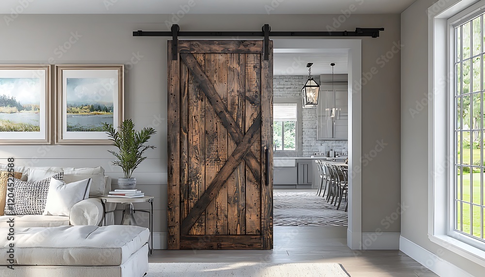 Rustic yet modern sliding barn door, combining the charm of wood with ...