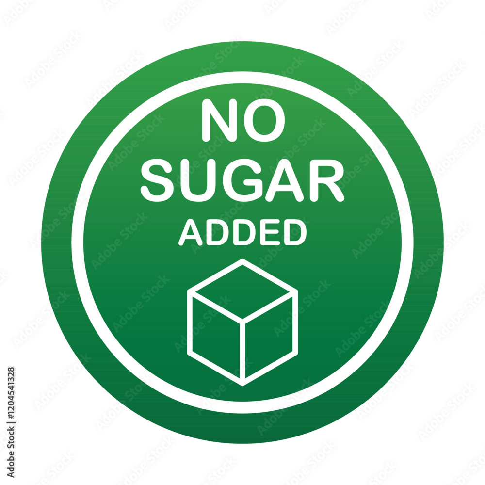 No sugar added, green stamp with sugar cube for Health Conscious and ...