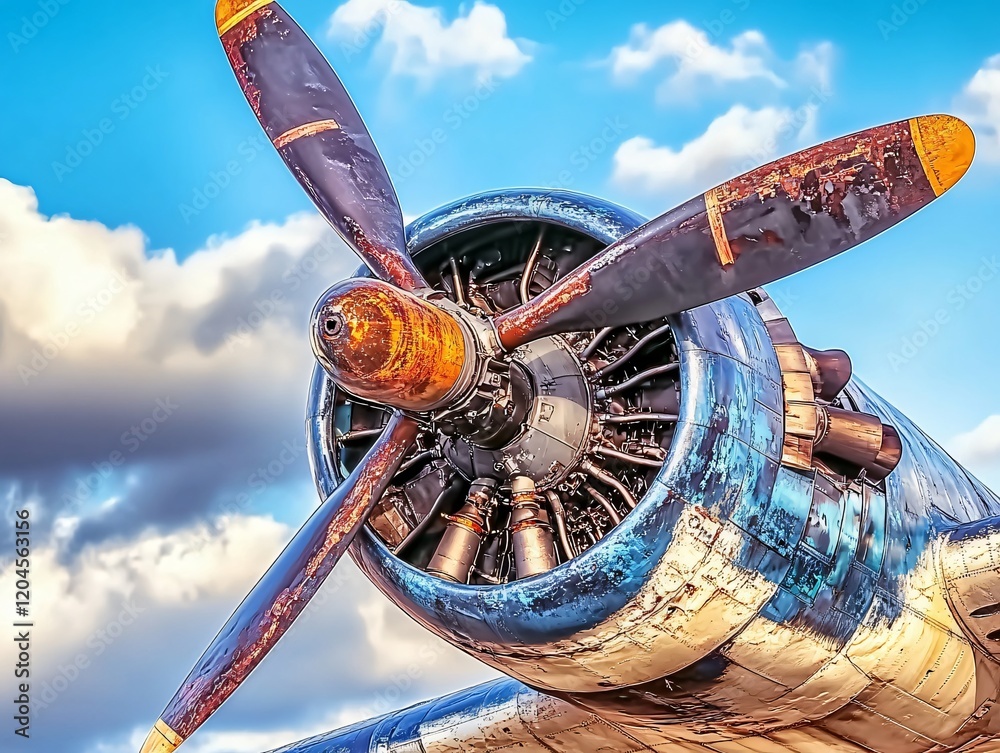 Vintage Airplane Propeller Engine Close Up Detail Rusty Metal Stock ...