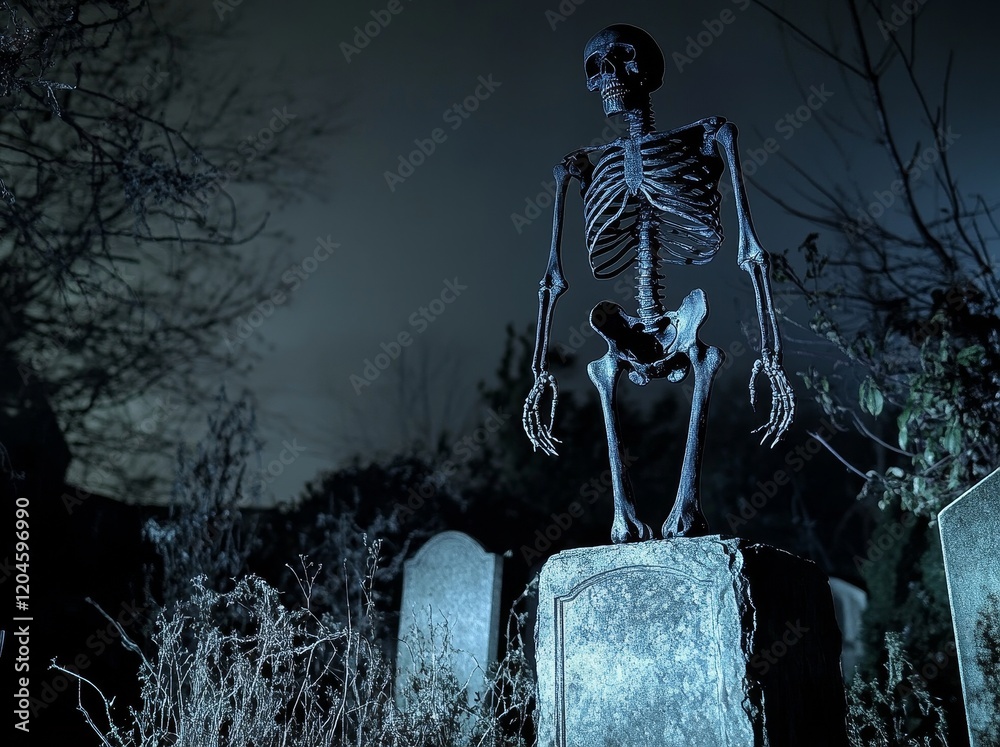 Under a chilling night sky, the haunting graveyard comes alive with a ...
