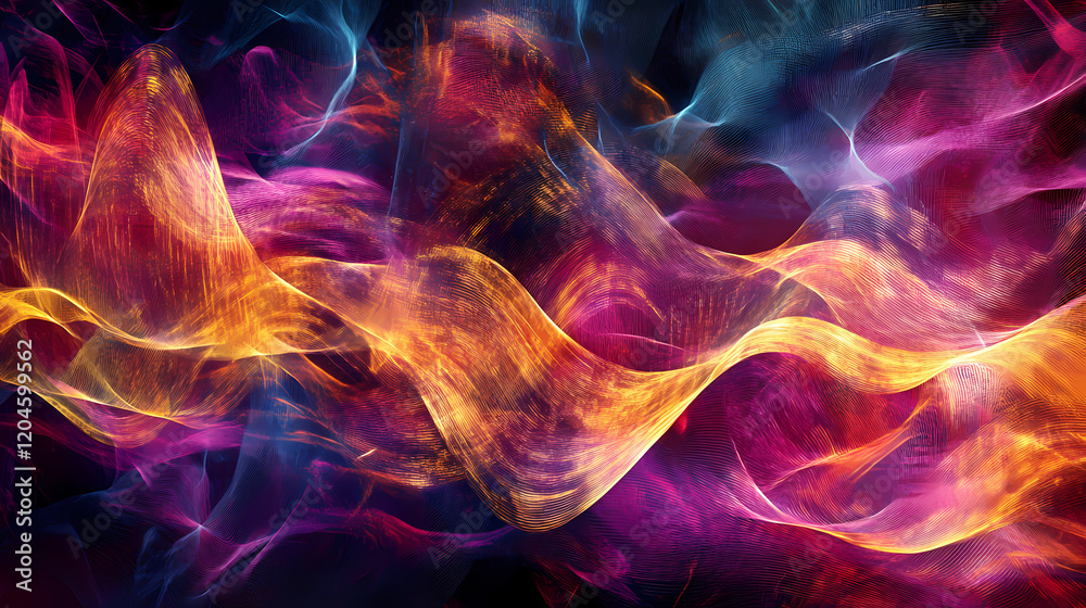 Abstract representation of microwave waves illustrating energy transfer ...