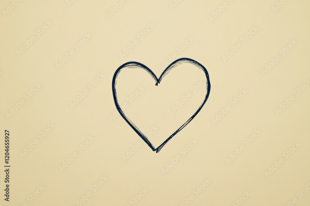 Simple hand drawn heart symbol on a soft neutral background showing ...