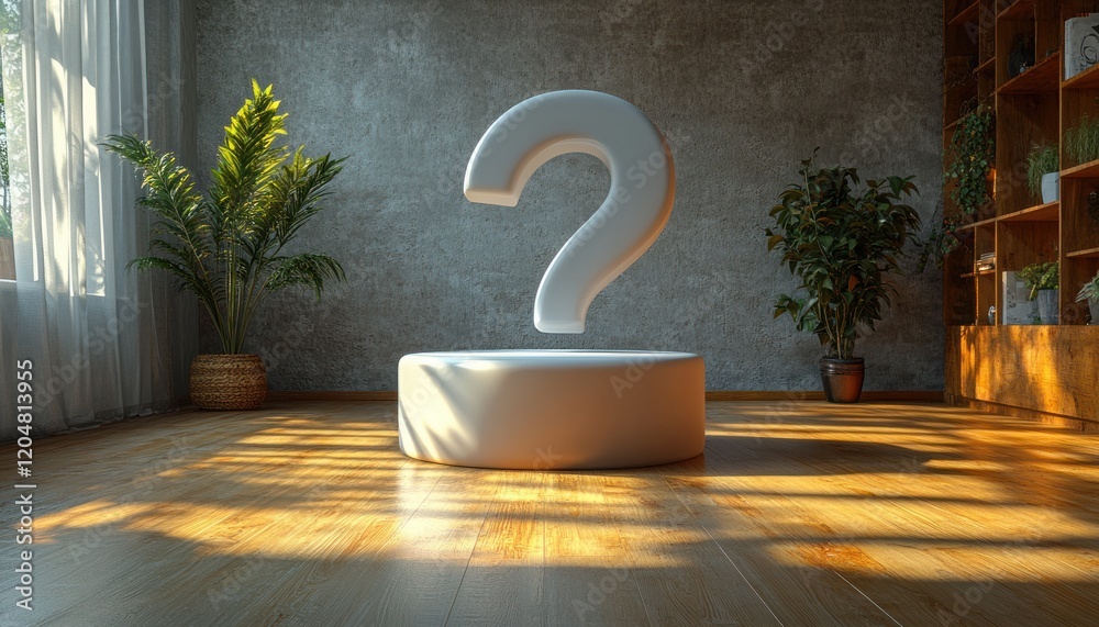 Three-Dimensional Question Mark on a Minimalist White Background for ...