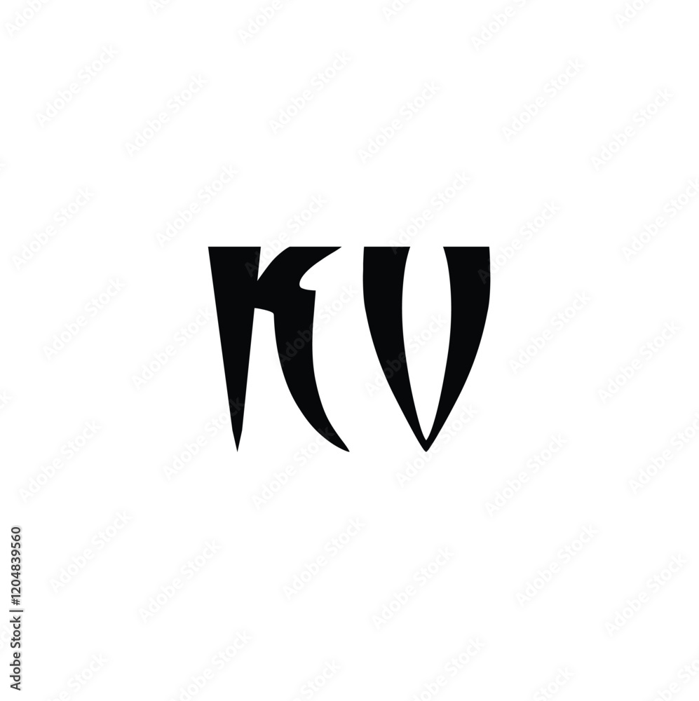 KV monogram logo design letter text name symbol monochrome logotype ...