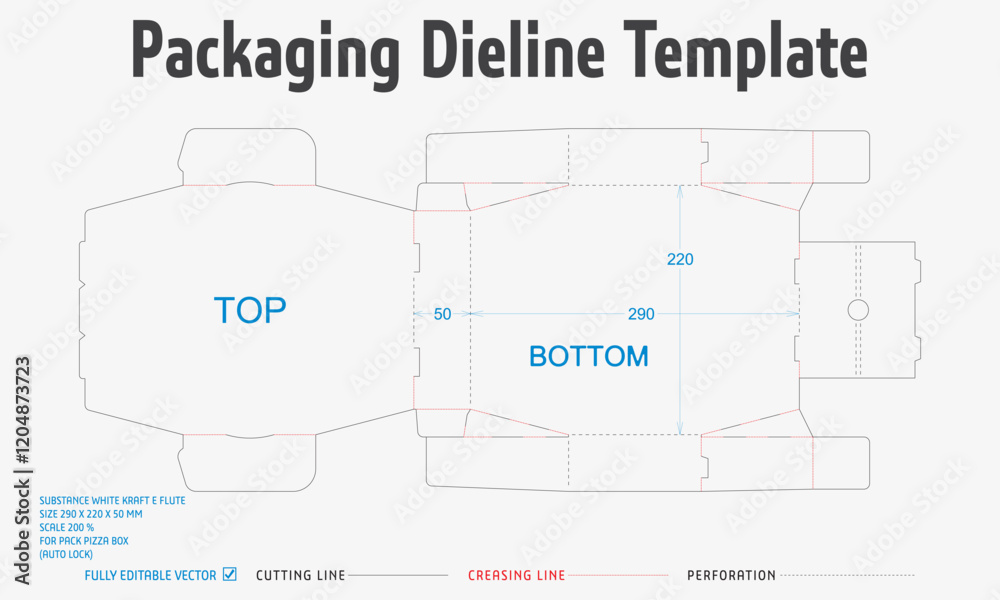 Packaging Dieline Template. 2D Technical Drawing File Eps Scale. Fully ...