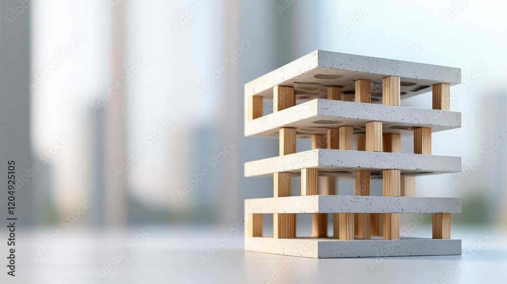 model of earthquake resistant building structure with wooden columns ...