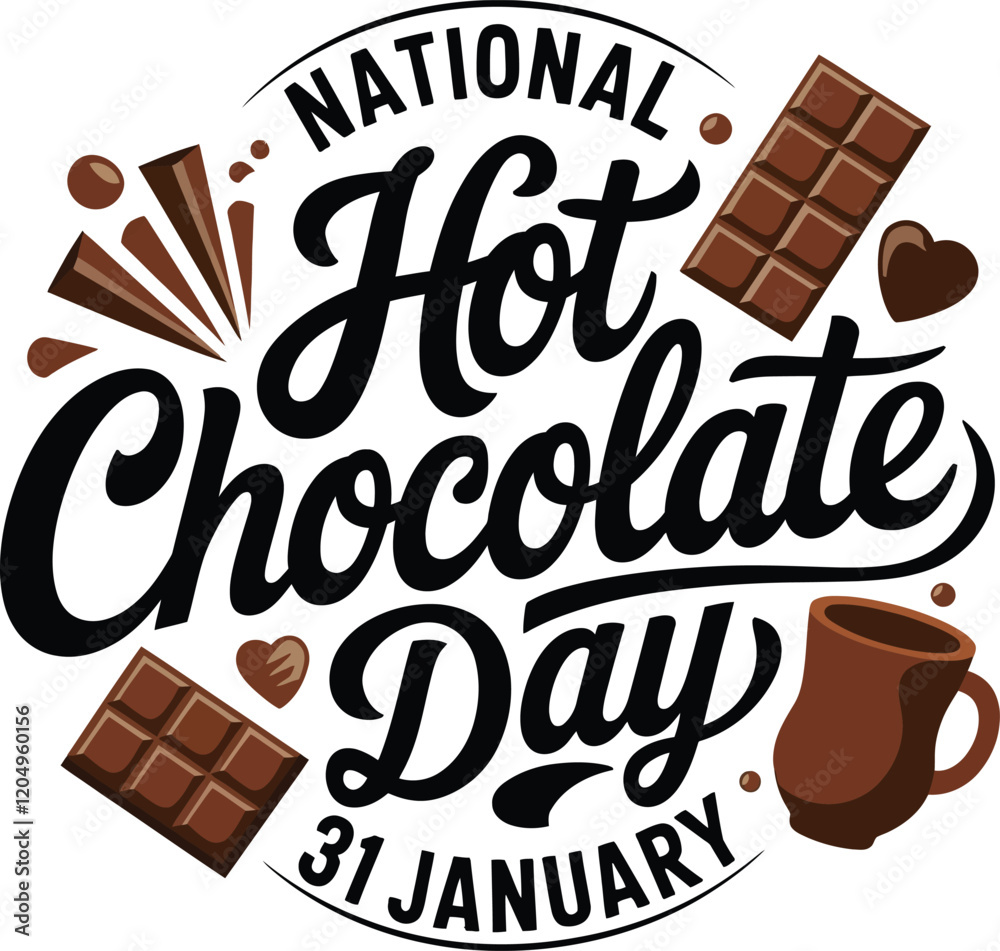 National Hot Chocolate Day to celebrate on January 31st. Bold text and ...