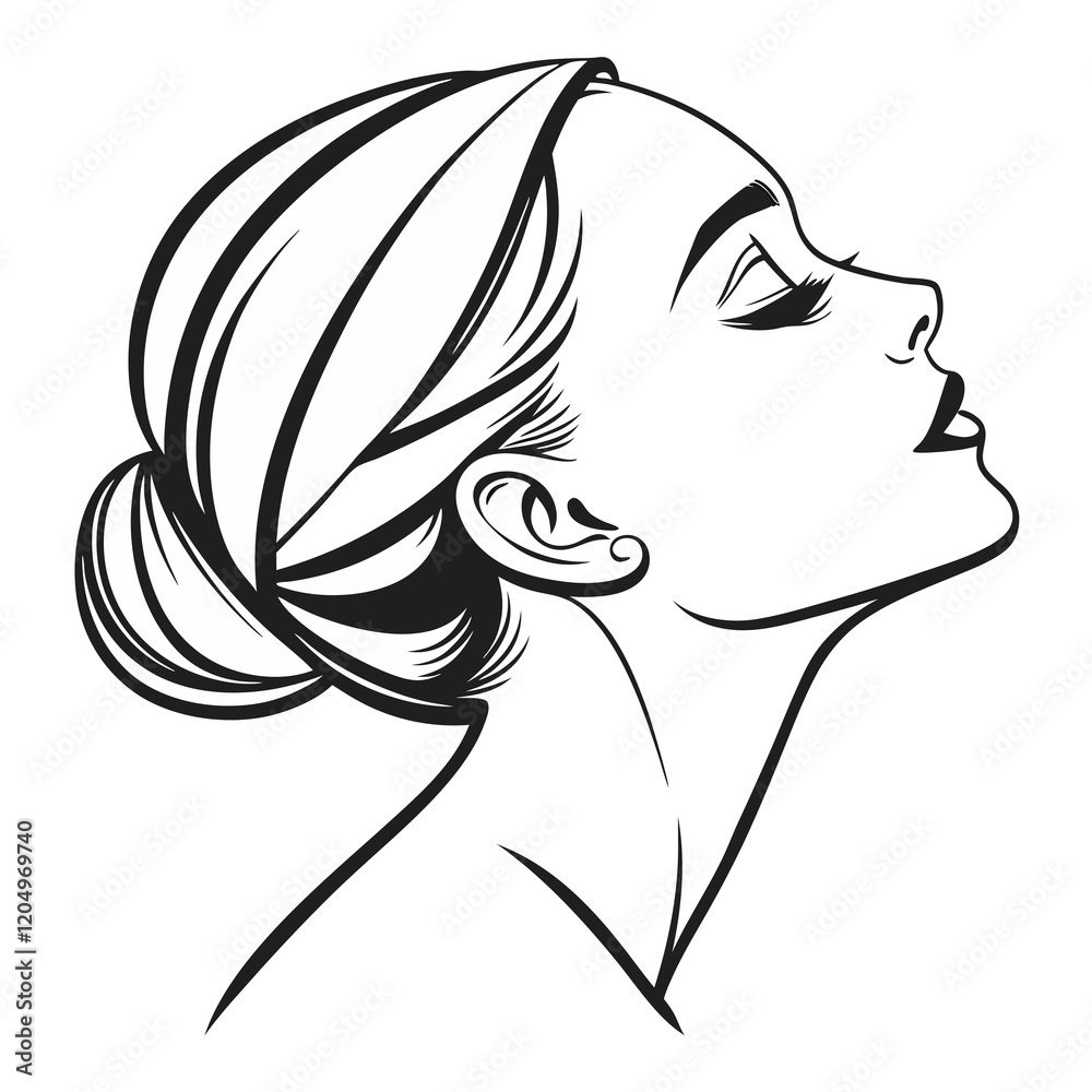 Woman's side face, vector illustration, can be used for beauty logo ...